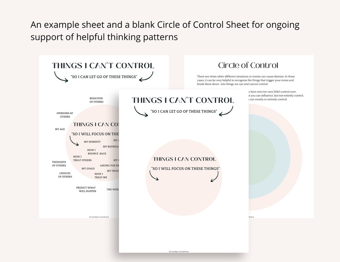 Circle of Control, School Counseling Activity, Therapy Tool, Self-help ...