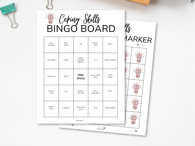 Coping Skills BINGO Cards, Mental Health Counseling Activity, Tools for ...