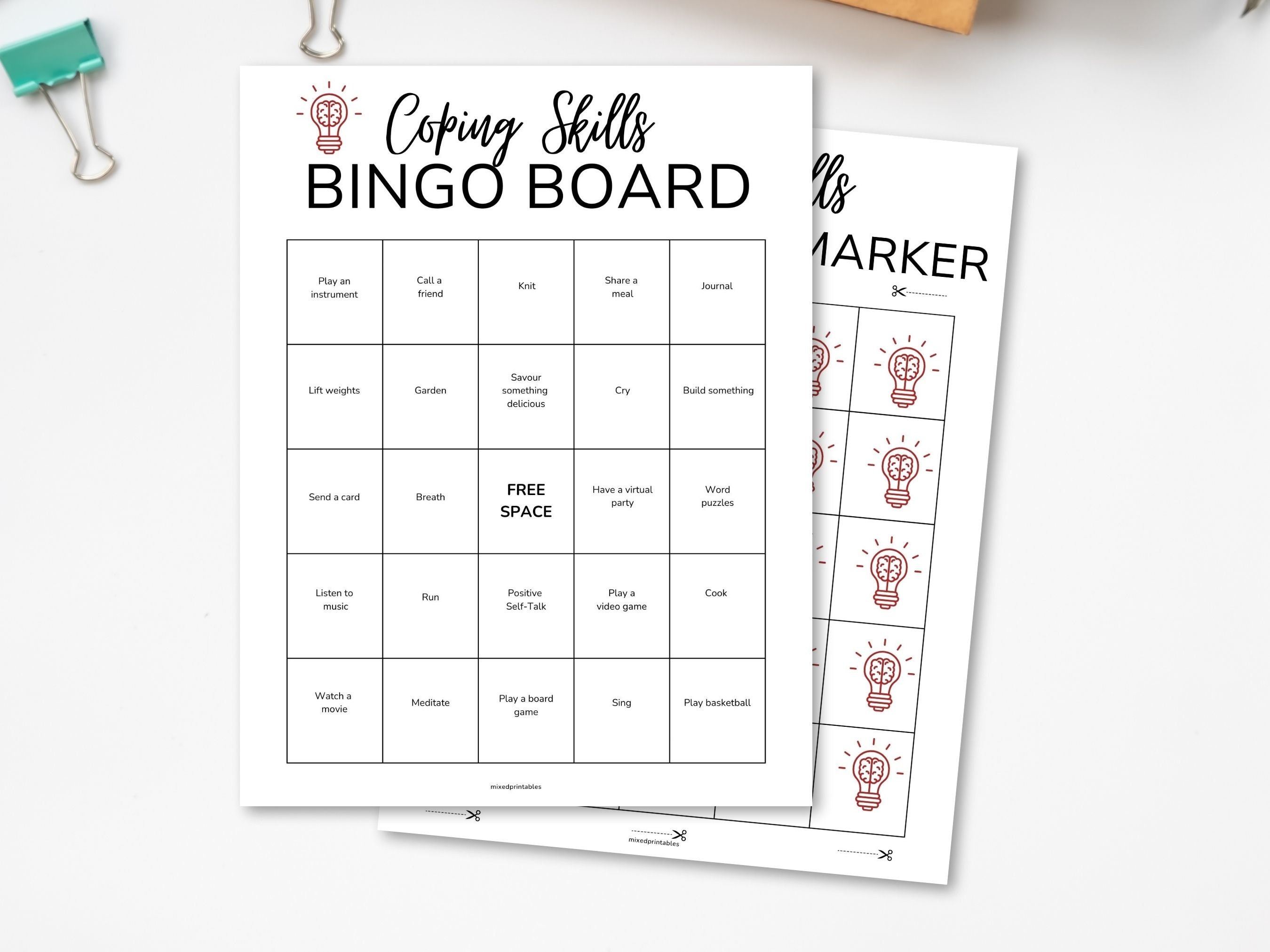 Coping Skills BINGO Cards, Mental Health Counseling Activity, Tools for ...