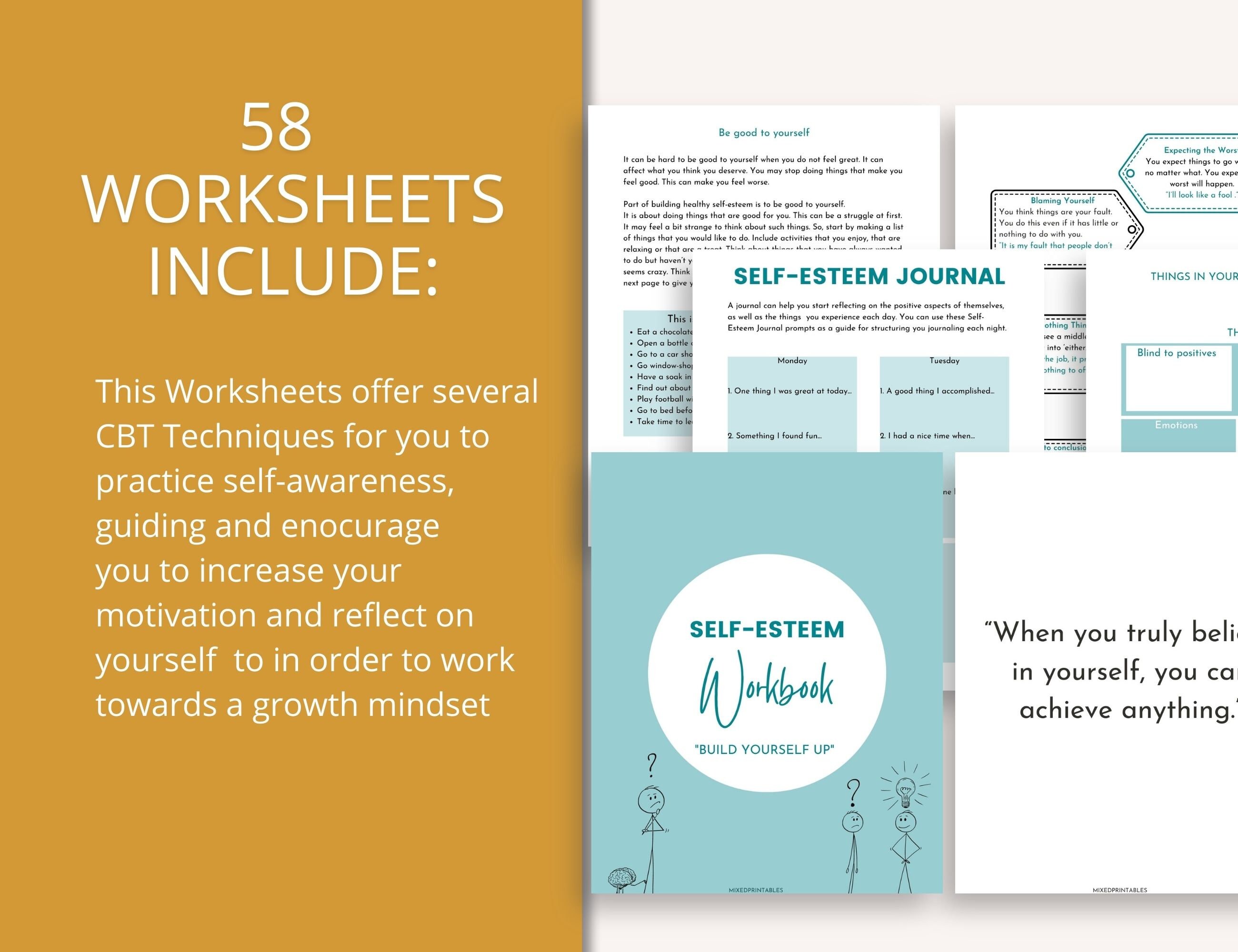 Self Confidence Planner, Self Esteem Workbook, Self-care Prompts,teen ...