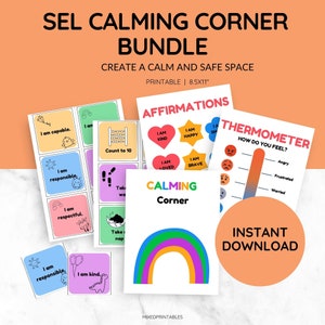 SEL Calming Corner Bundle | Printable Affirmation Cards, Calming Corner ...
