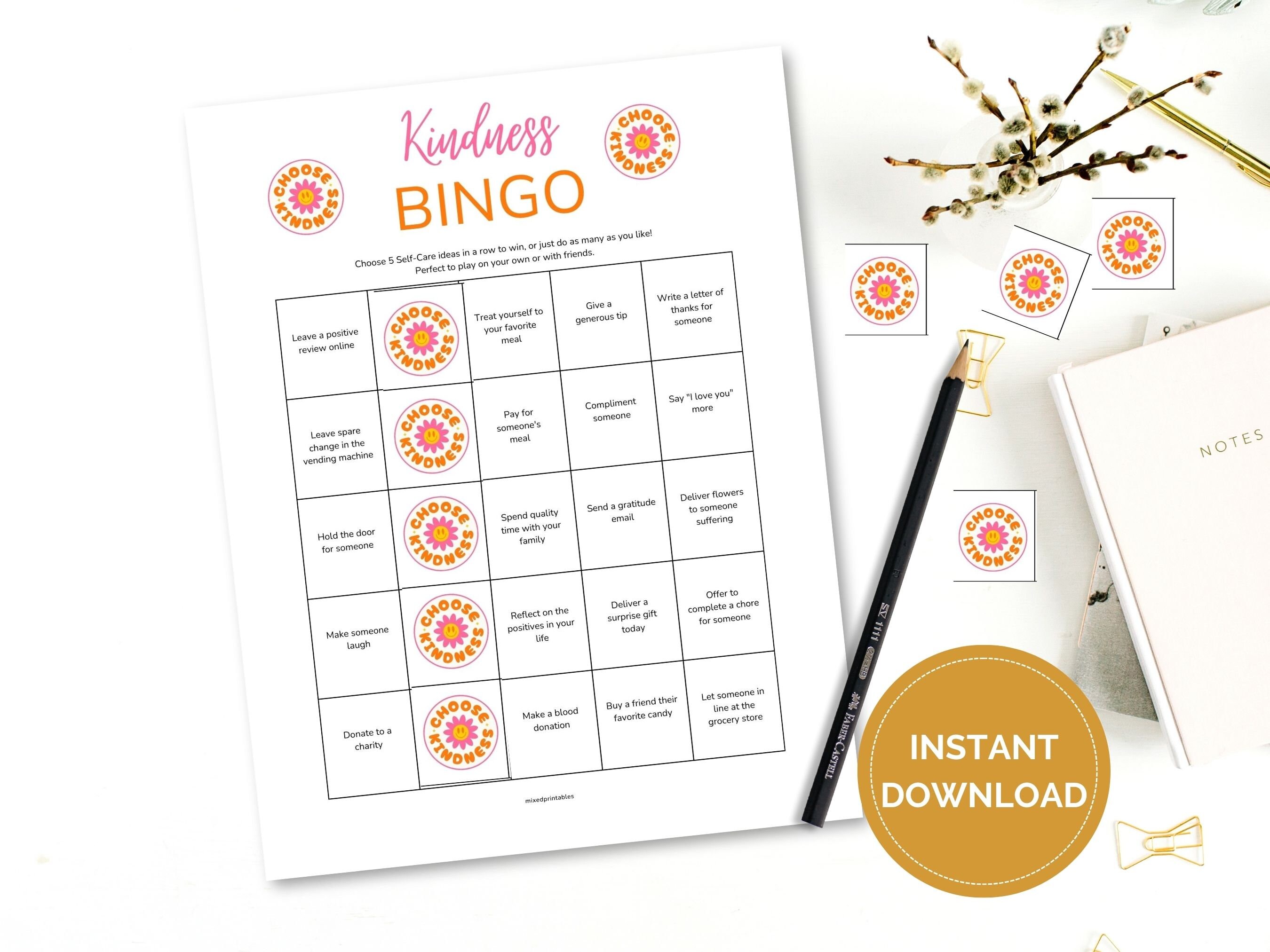 Kindness Bingo, Printable Acts of Kindness, Printable Game With Acts of ...