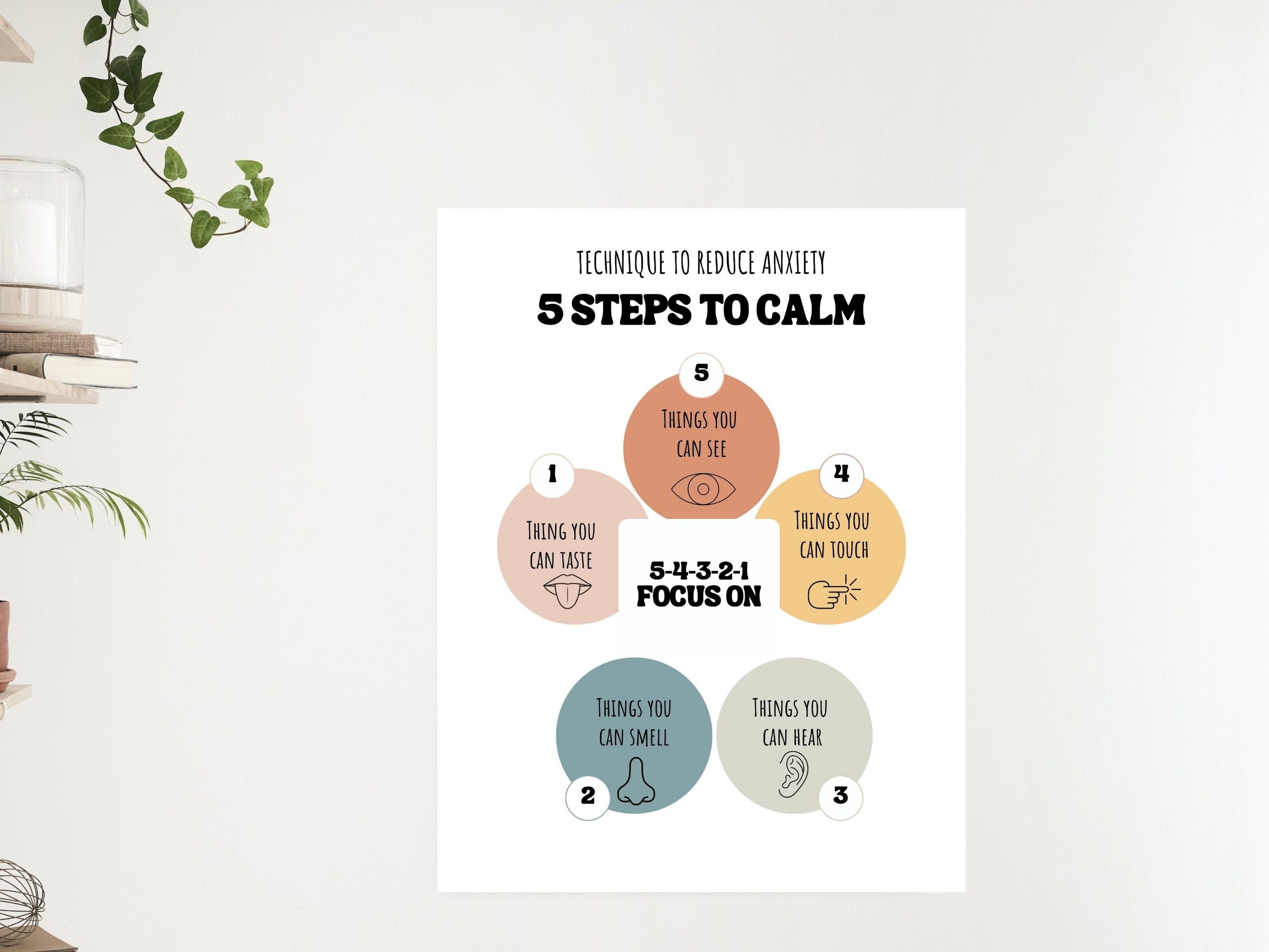 54321 Grounding Technique Poster | Printable Anxiety Management Tool ...