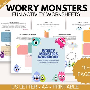The Worry Monster Anxiety Workbook for Kids Printable Activities ...