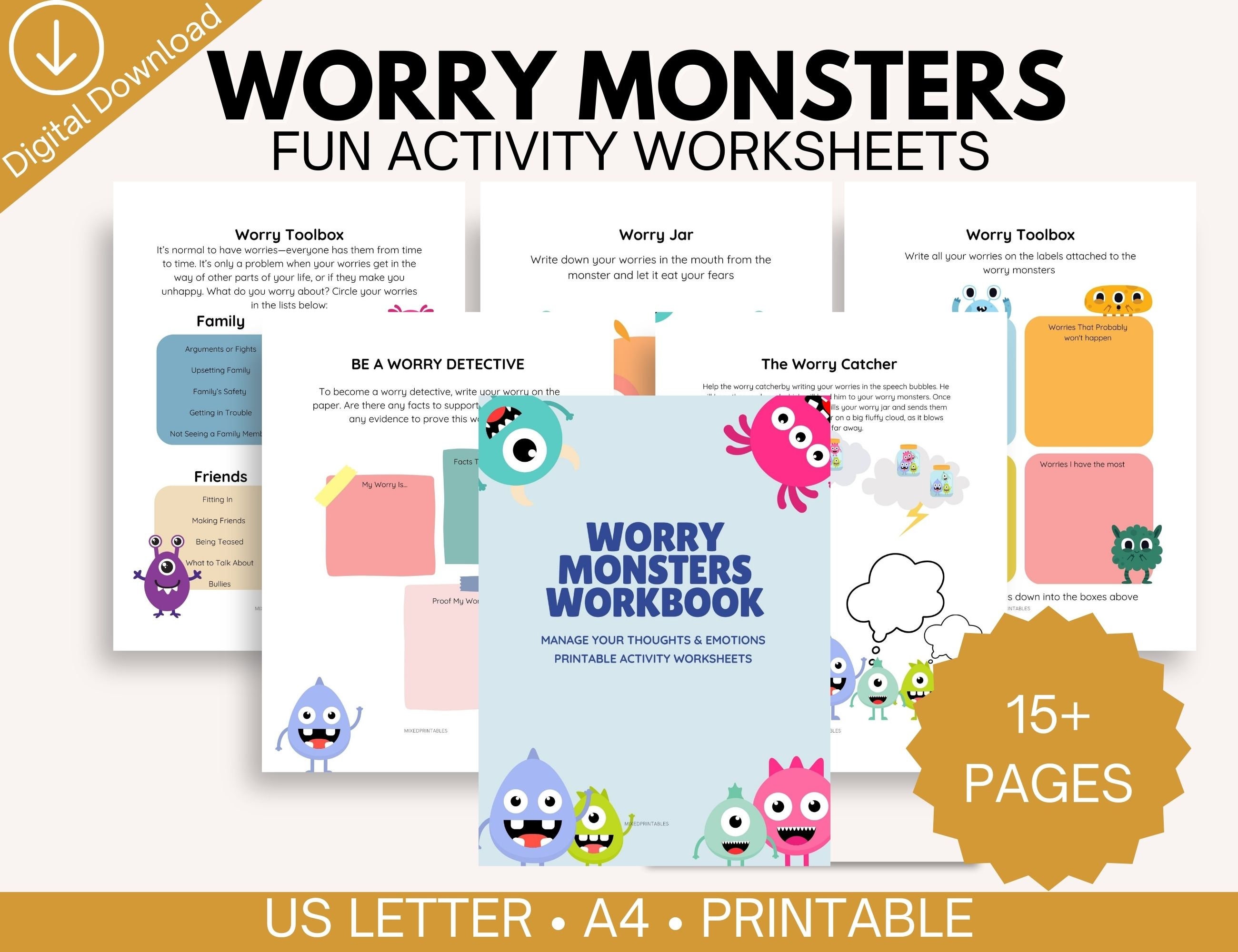 Worry Monster Workbook for Kids | Printable Emotional Regulation ...