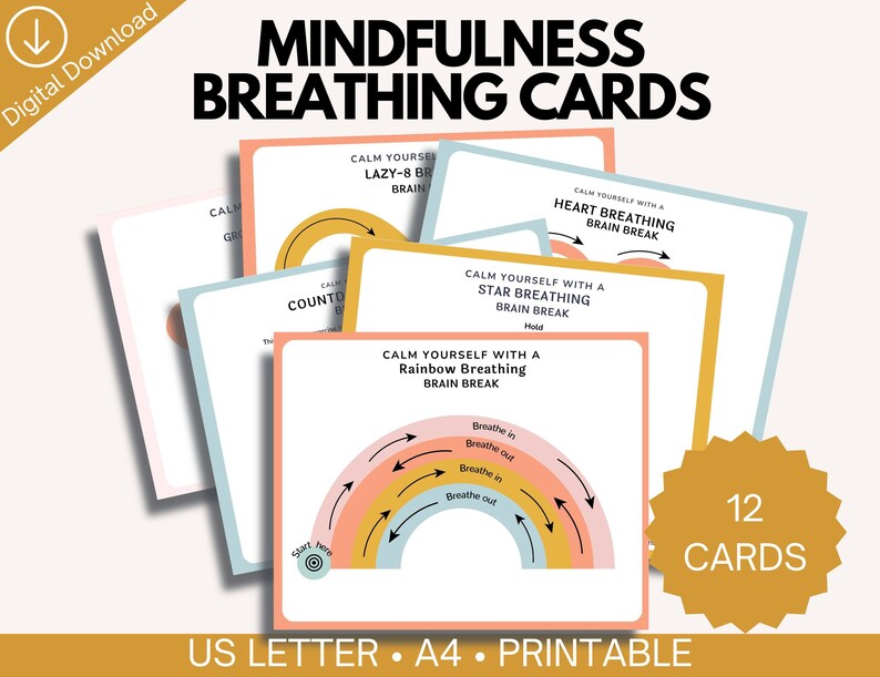 Mindfulness Breathing Exercises Activities for Kids Breathing - Etsy