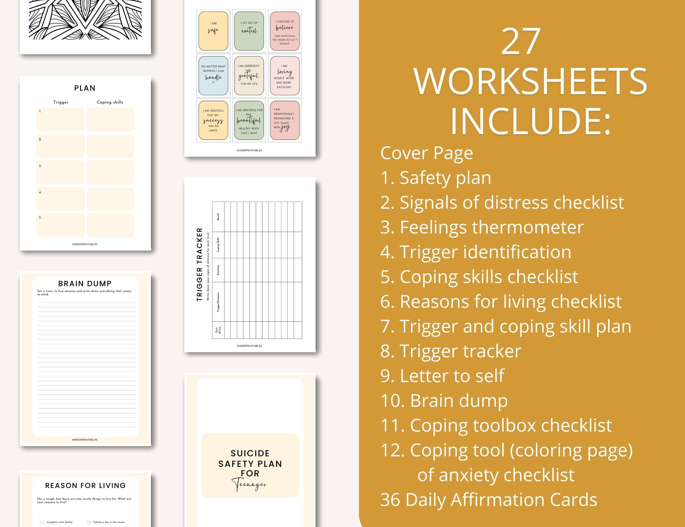 Crisis Safety Plan Counseling Worksheets PTSD Trauma - Etsy