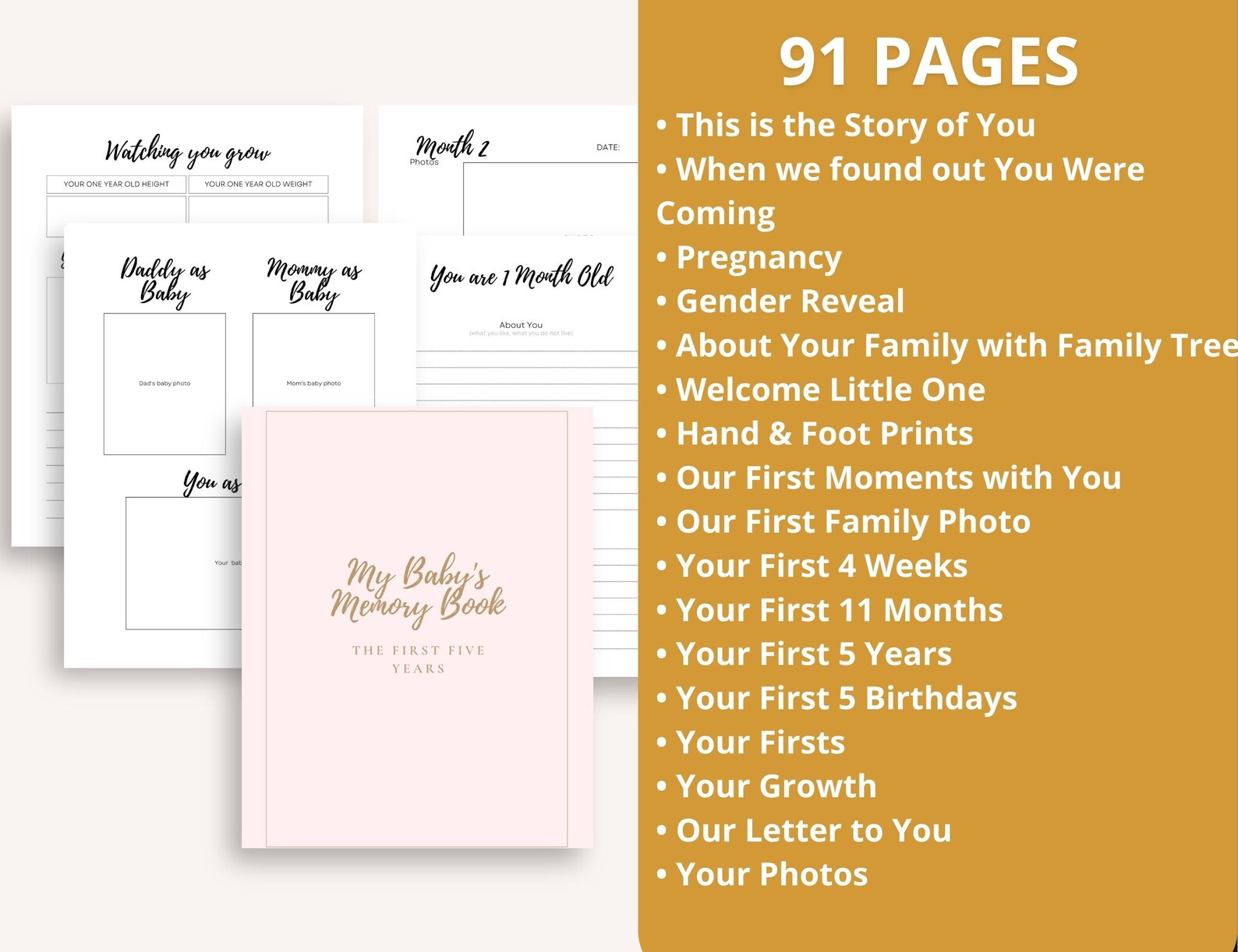 Baby Milestone Memory Book Template, Baby First Year Scrapbook ...