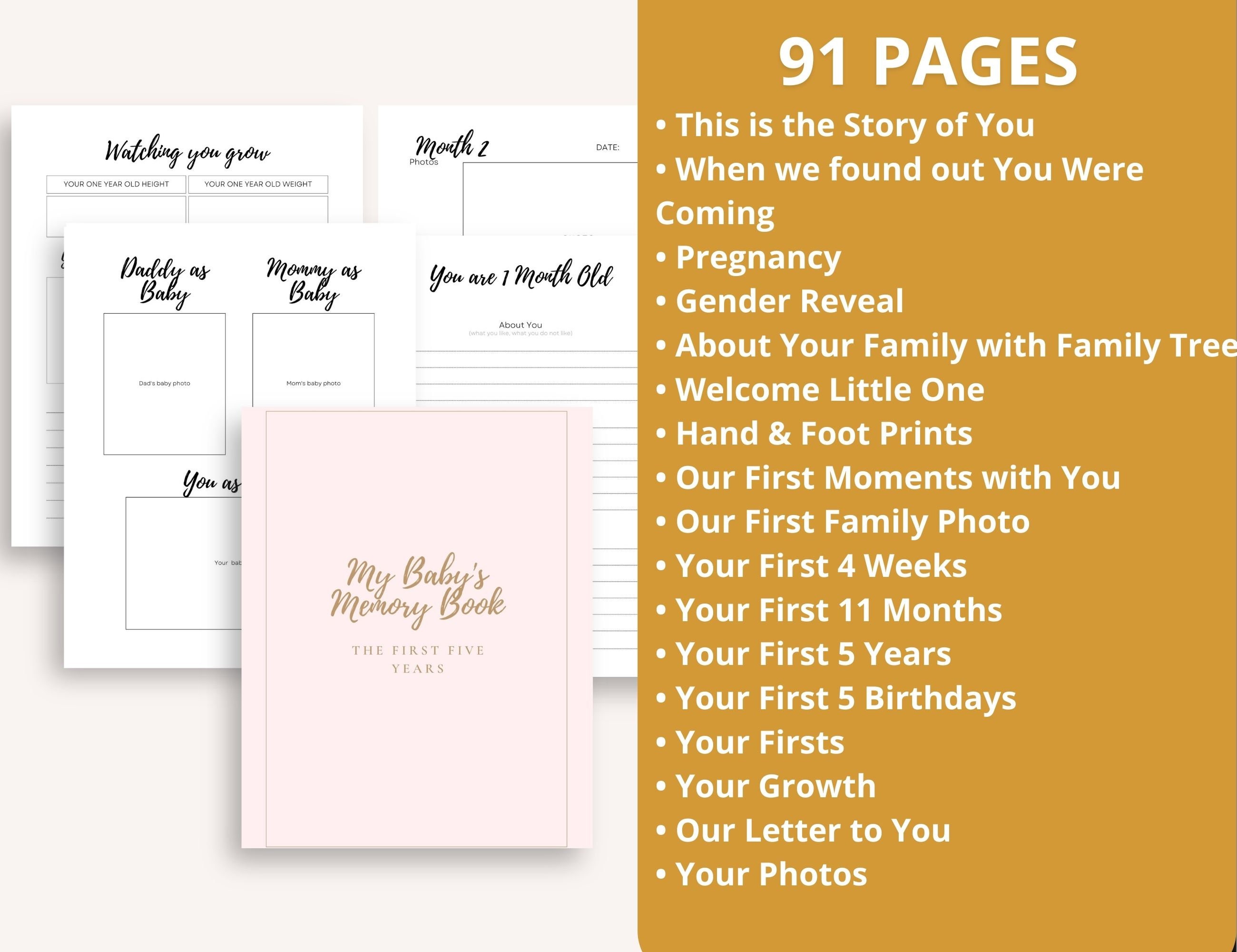 Baby Milestone Memory Book Template, Baby First Year Scrapbook ...