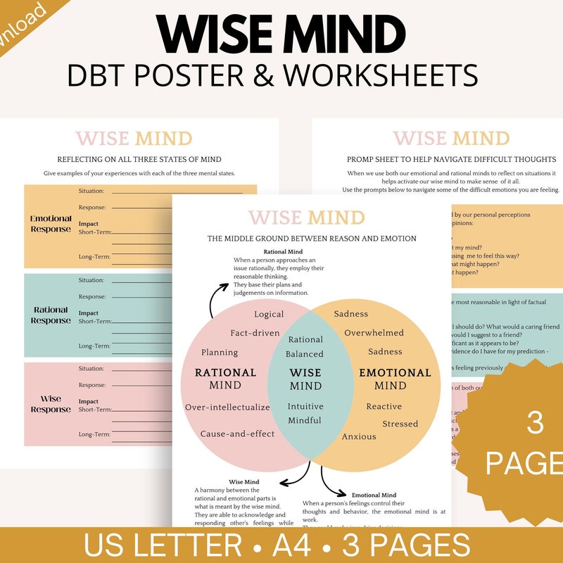 Wise Mind Worksheets - Etsy