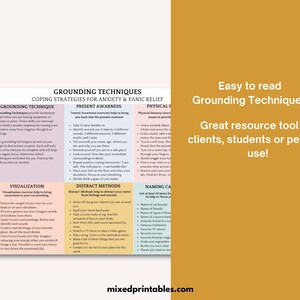 Grounding Techniques Cheat Sheet: Anxiety Coping Skills Cards (digital ...