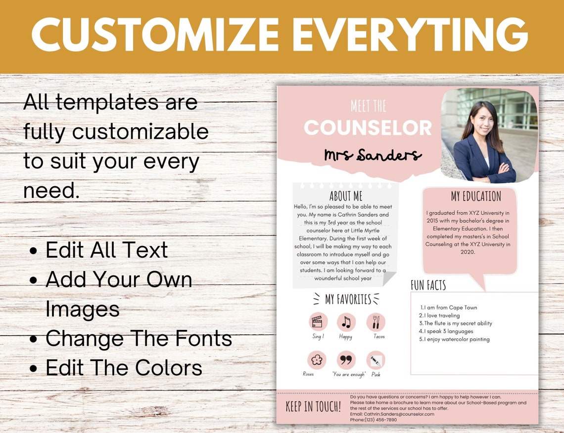 Editable Meet the Counselor Canva Template Instant Download, Meet the ...