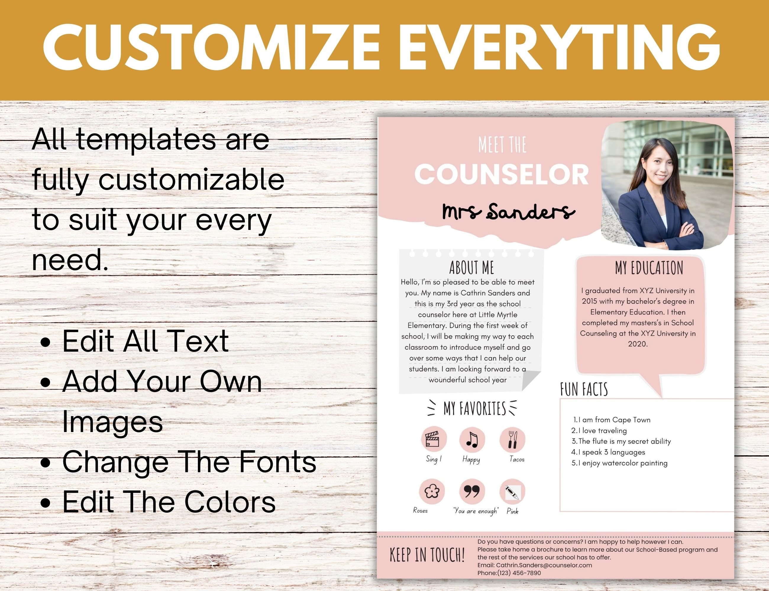 Editable Meet the Counselor Canva Template Instant Download, Meet the ...