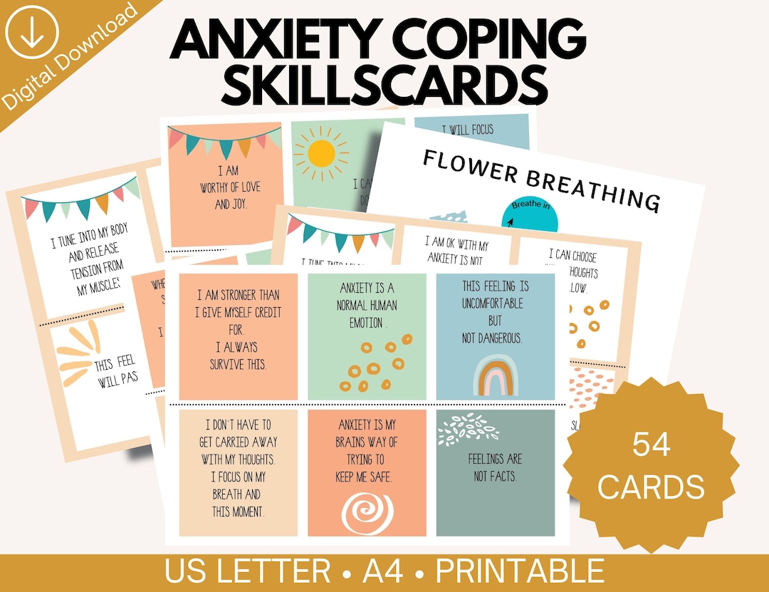 Coping Skills Anxiety Cards, Anxiety Tool, Anxiety Cards, Thinking ...