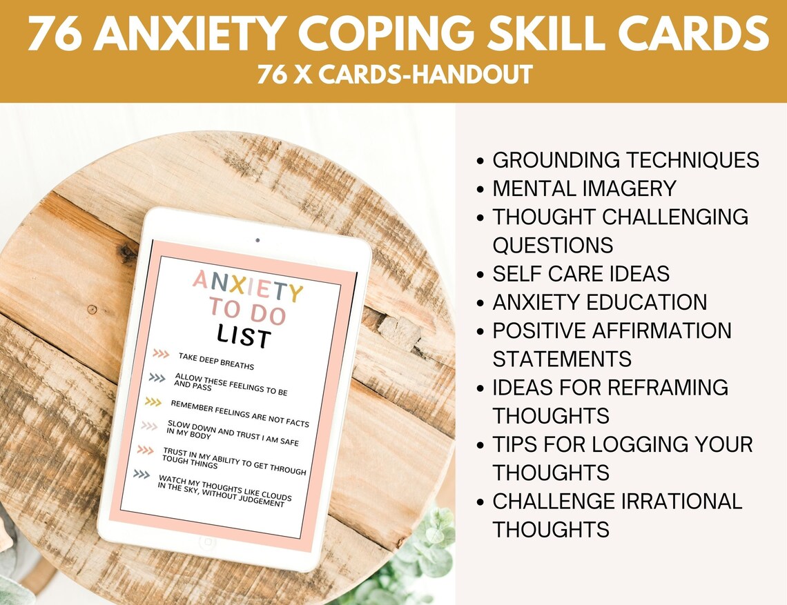 Anxiety Coping Skills Cards, Grounding Cards, Anxiety Cards, DBT ...