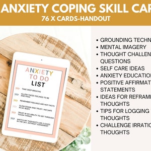 Anxiety Coping Skills Cards, Grounding Cards, Anxiety Cards, DBT ...