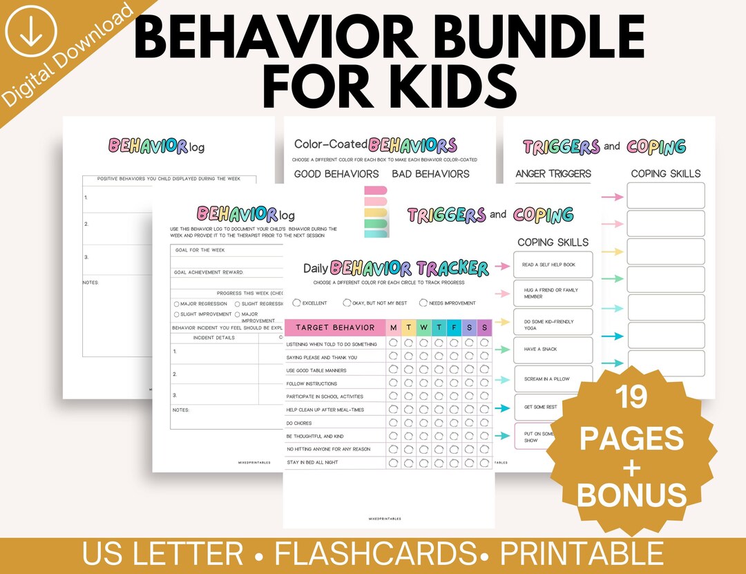 Kid Chore Chart & Behavior Tracker Bundle, Kids Checklist, Printable ...