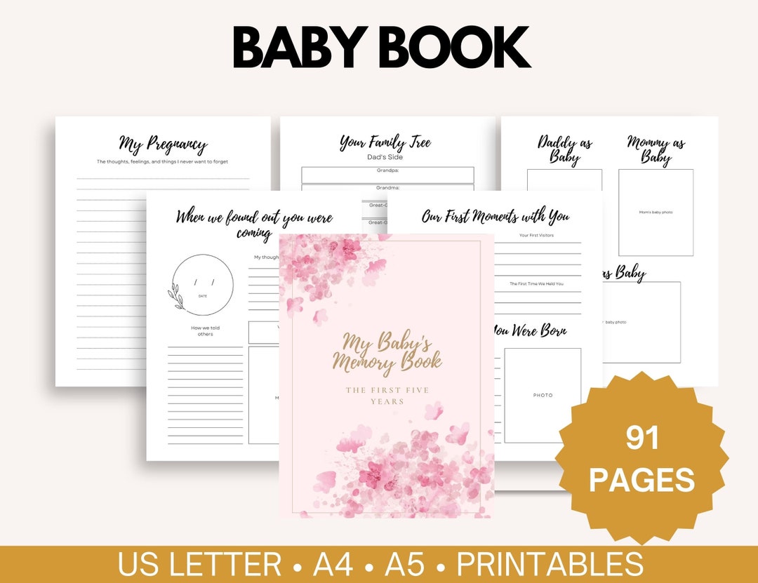 Baby Milestone Memory Book Template, Baby First Year Scrapbook ...