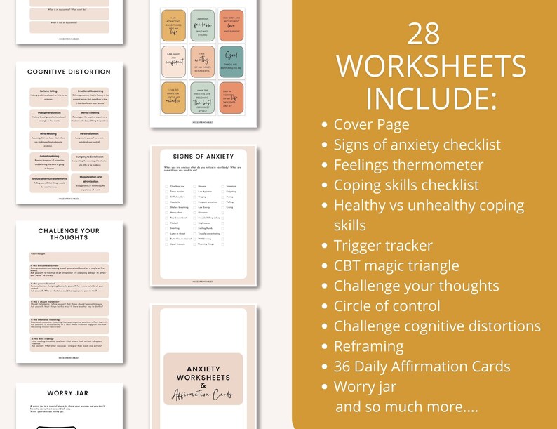 CBT Therapy Worksheets Cbt Bundle for Teens and Adults CBT Coping Skill ...