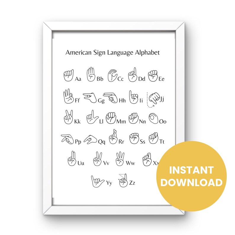 ASL Alphabet Poster, American Sign Language Poster, Printable ASL ...