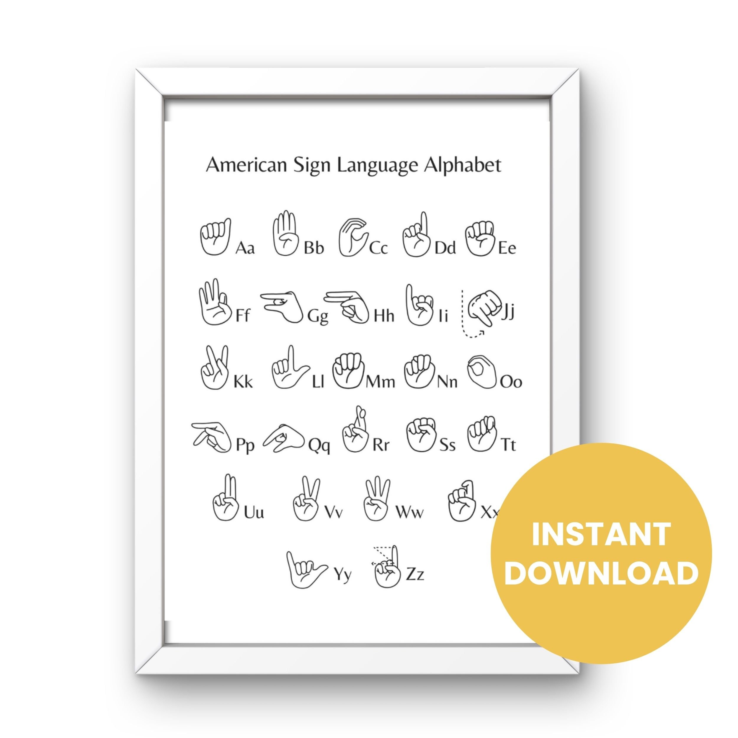 ASL Alphabet Poster, American Sign Language Poster, Printable ASL ...
