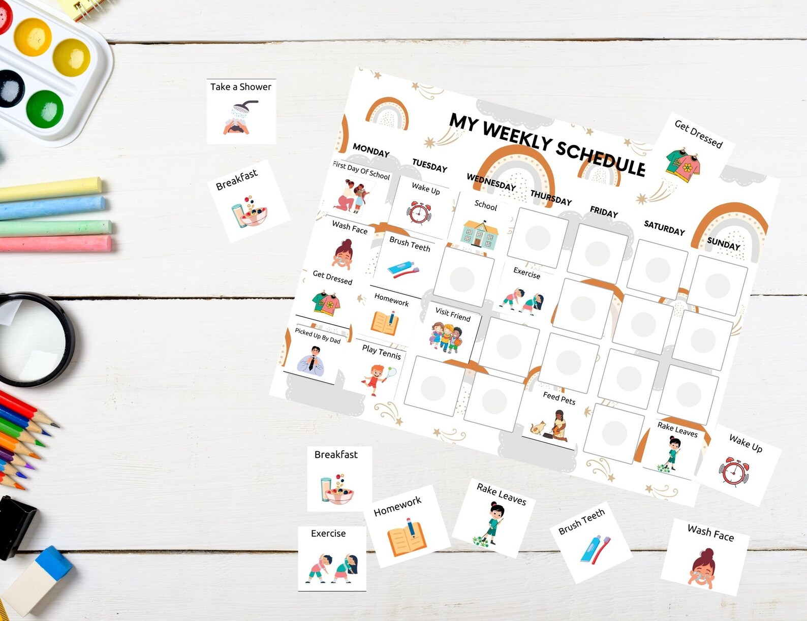 Boho Montessori Daily Routine Cards - 280 Printable Visual Schedules ...