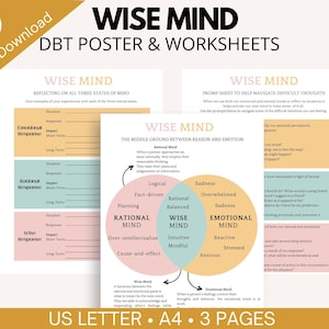 DBT Wise Mind Worksheet PDF | States of Mind Printable | Emotional ...