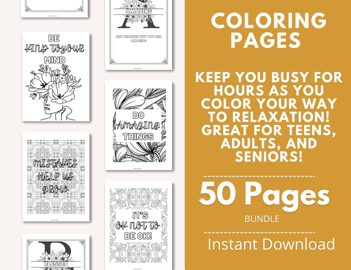 50 Adult Coloring Pages for Mental Health and Relaxation Printable ...