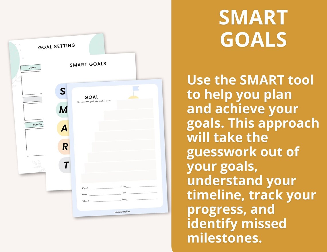 SMART Goals Worksheets for Teens Plan, Track, and Achieve Your Goals ...