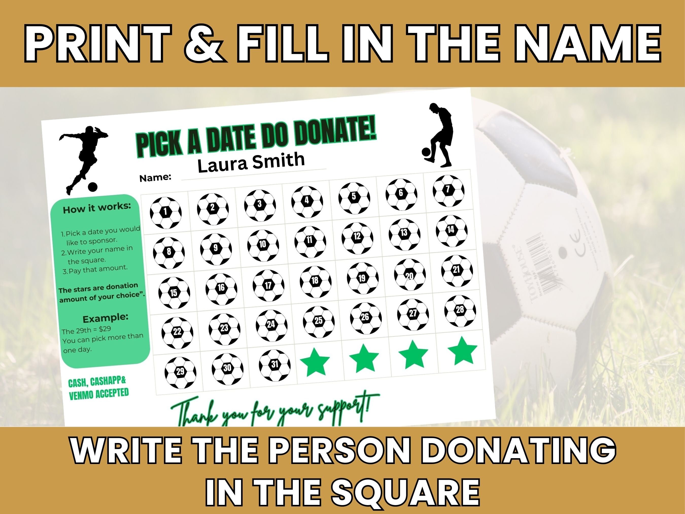 Soccer Calendar Fundraiser Template Clear the Board Fundraising Made ...