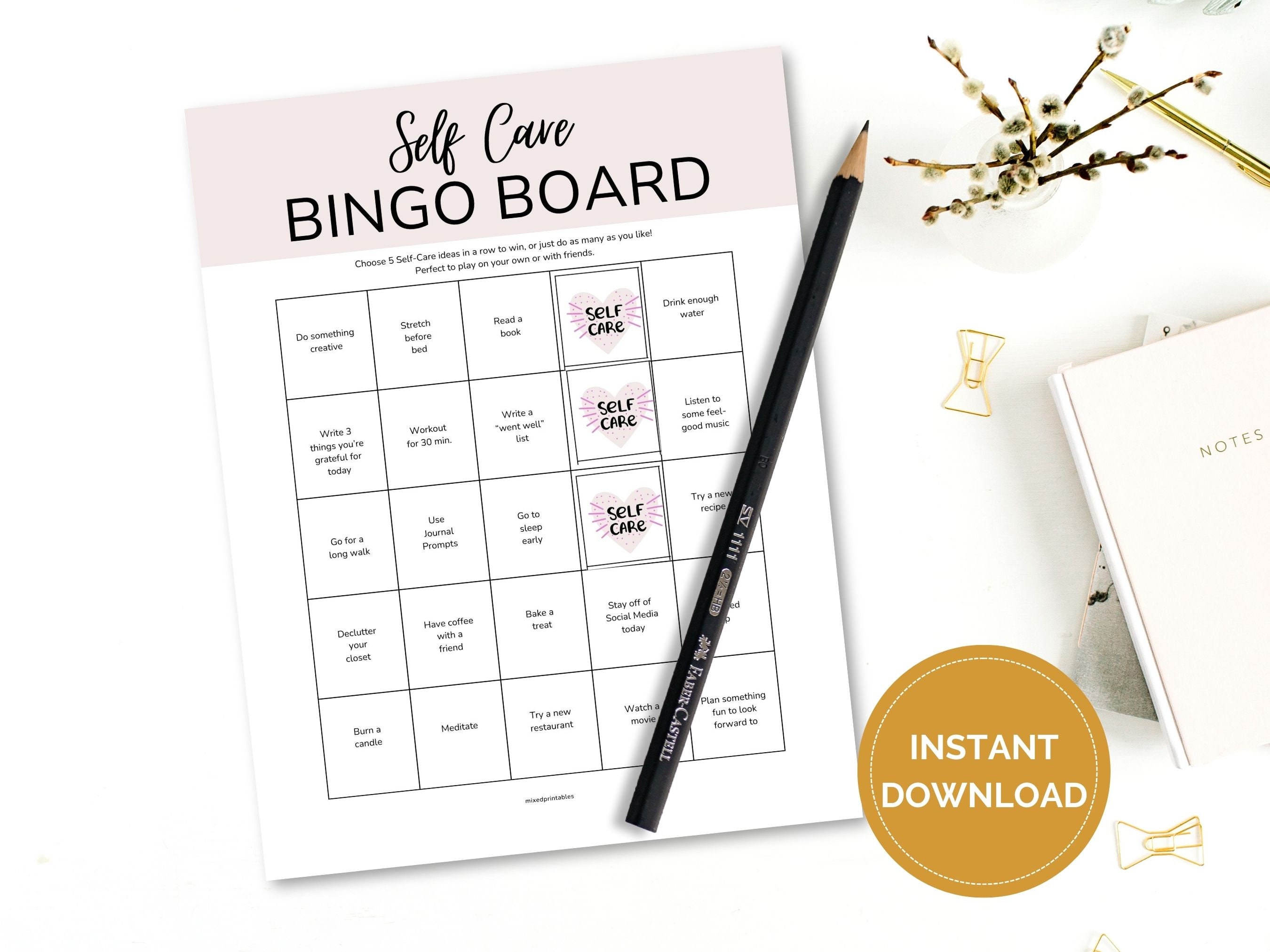 Self Care Bingo, Printable, Mental Health, Mindfulness, Wellness, Self ...