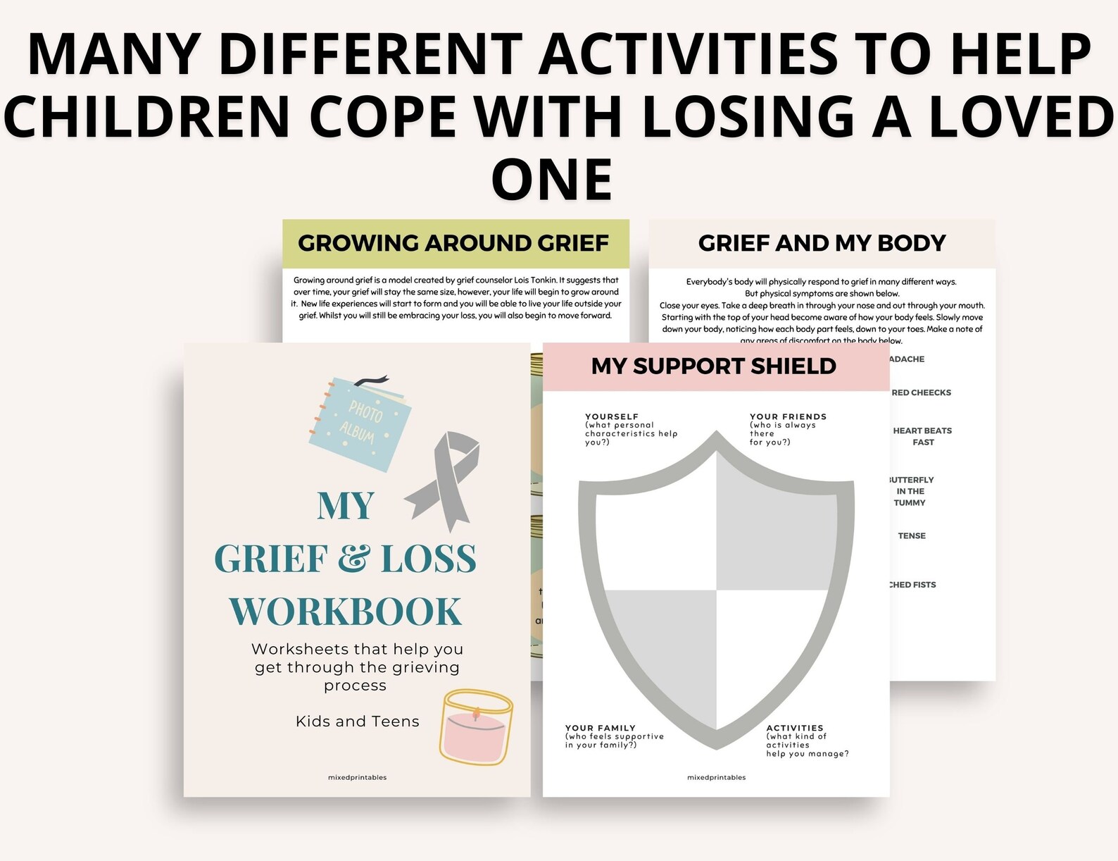 Grief Mental Health Worksheet, Healing Tool for Coping With Loss, Self ...