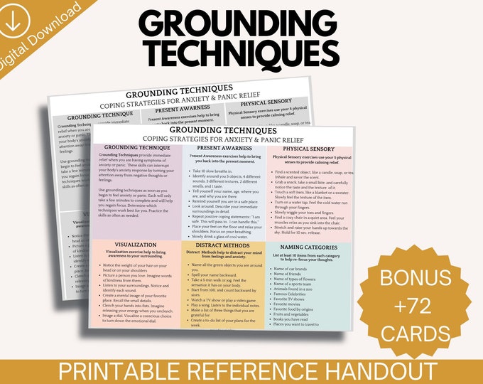Grounding Techniques Cheat Sheet, Coping Strategies, Anxiety and Panic ...