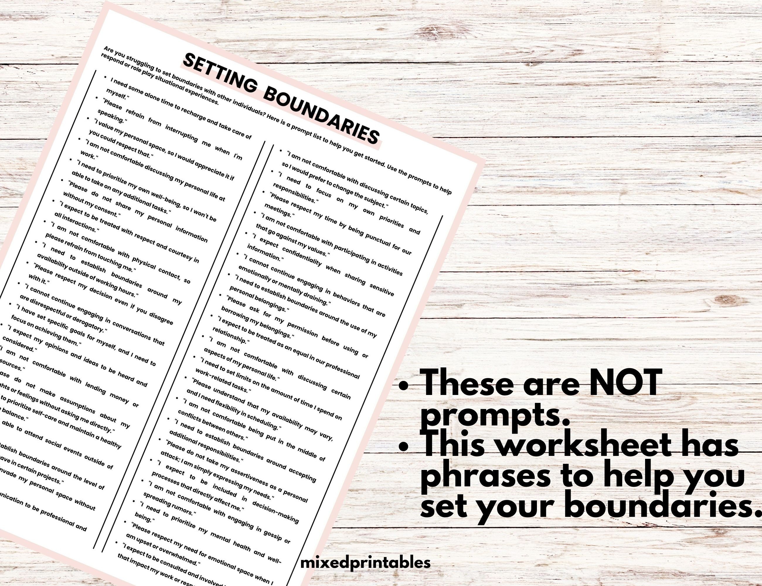 Personal Boundaries Phrases PDF | Assertive Communication Worksheet ...