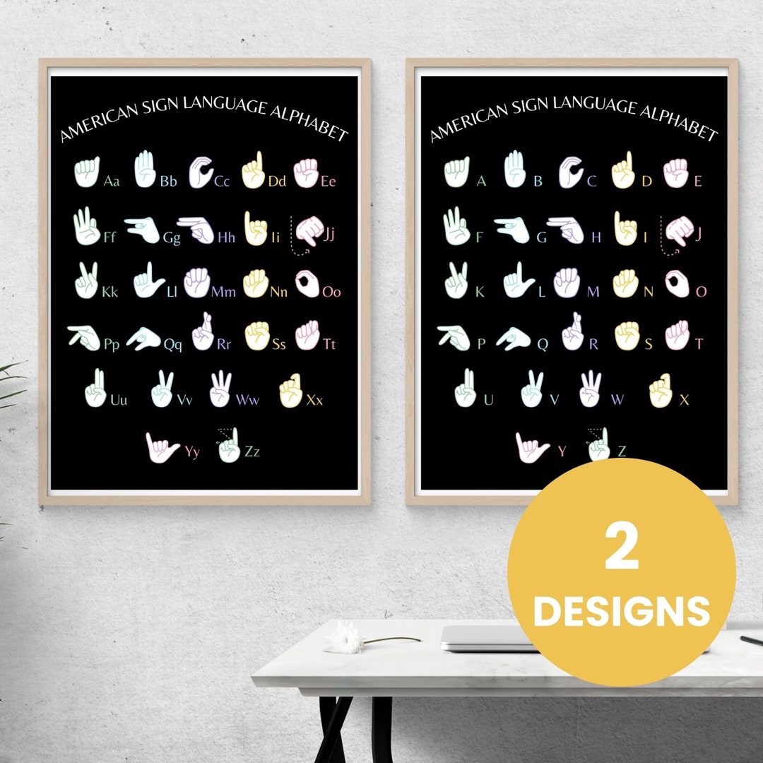ASL Alphabet Poster Printable | Minimalist Black & White Sign Language ...