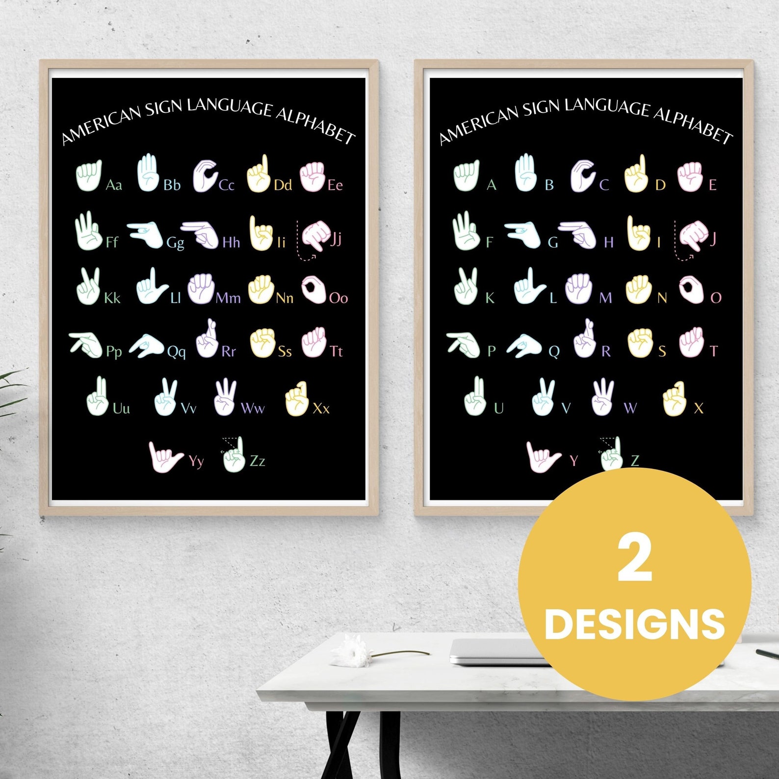 ASL Alphabet Poster Printable | Minimalist Black & White Sign Language ...