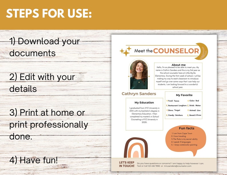 Editable Meet the Counselor Template | Canva School Counseling Resource ...