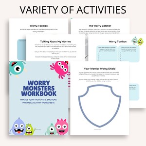 The Worry Monster Anxiety Workbook for Kids Printable Activities ...