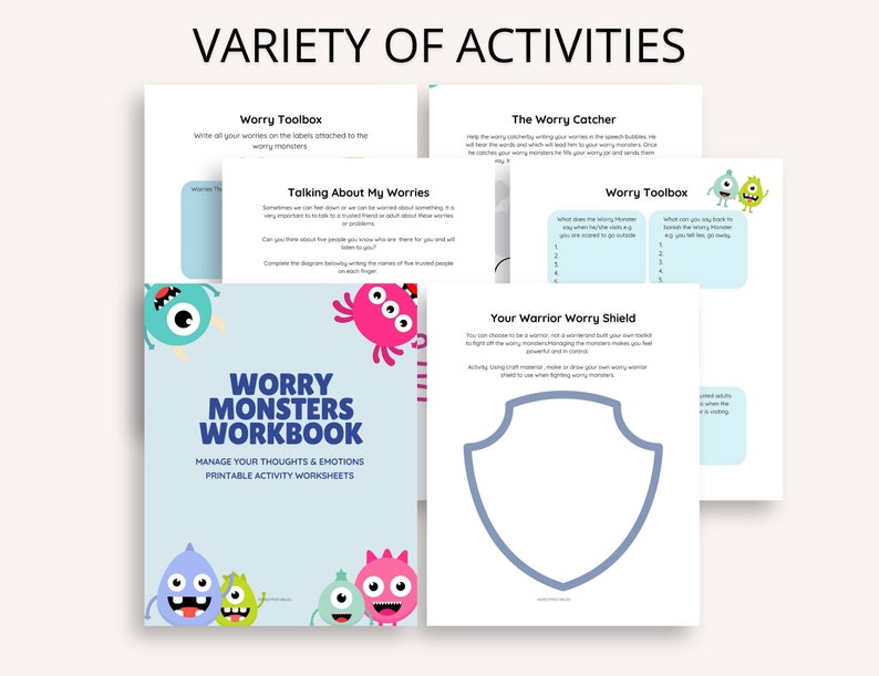 Worry Monster Workbook for Kids | Printable Emotional Regulation ...
