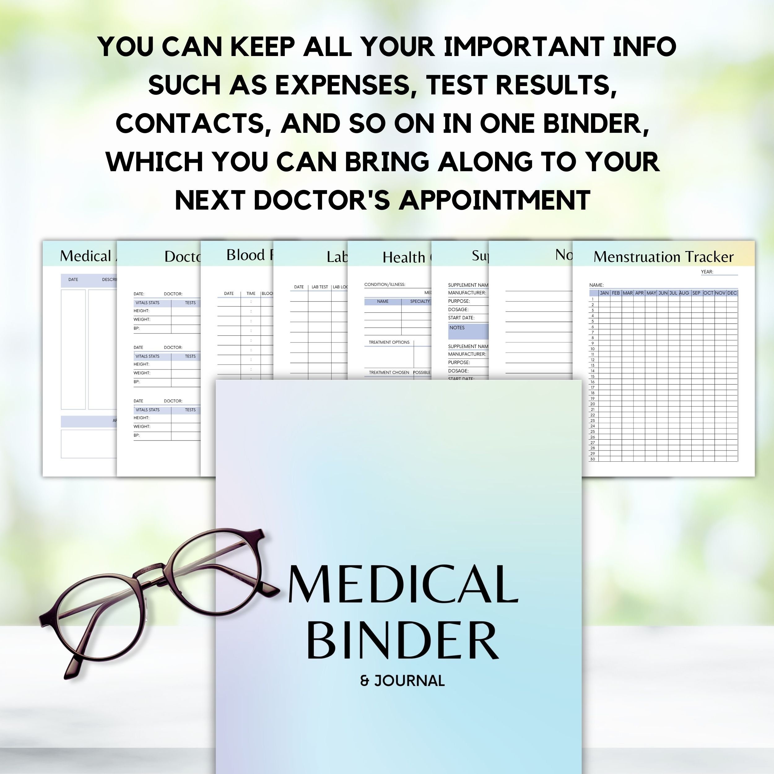 Printable Medical Planner Binder 45 Pages for Tracking Symptoms ...