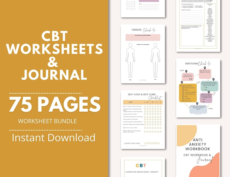 CBT Worksheets Bundle, Cbt Interventions for Teens and Adults, CBT ...