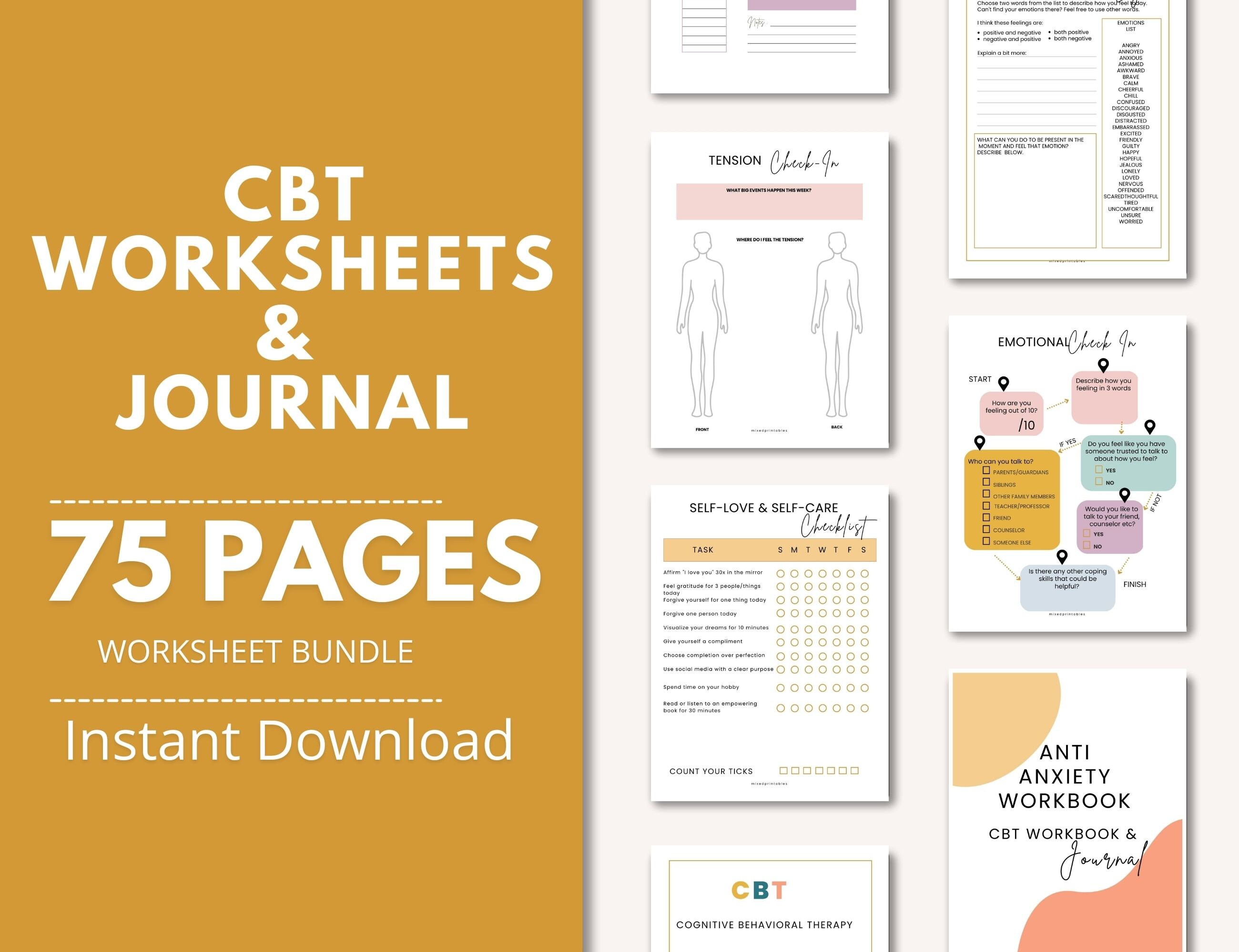 CBT Worksheets Bundle, Cbt Interventions for Teens and Adults, CBT ...