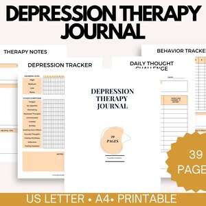 Depression Therapy Journal Printable | Mental Health Workbook | Self ...