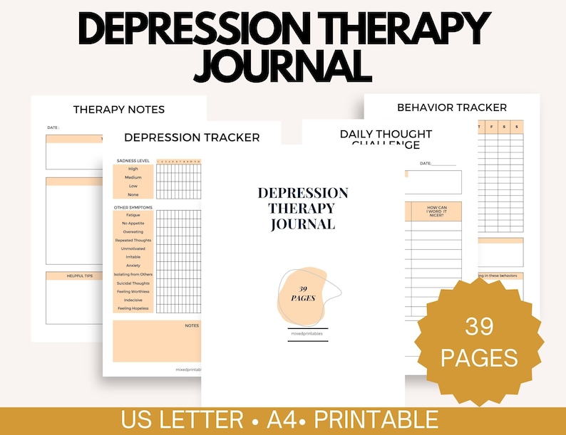 Depression Therapy Journal Printable | Mental Health Workbook | Self ...