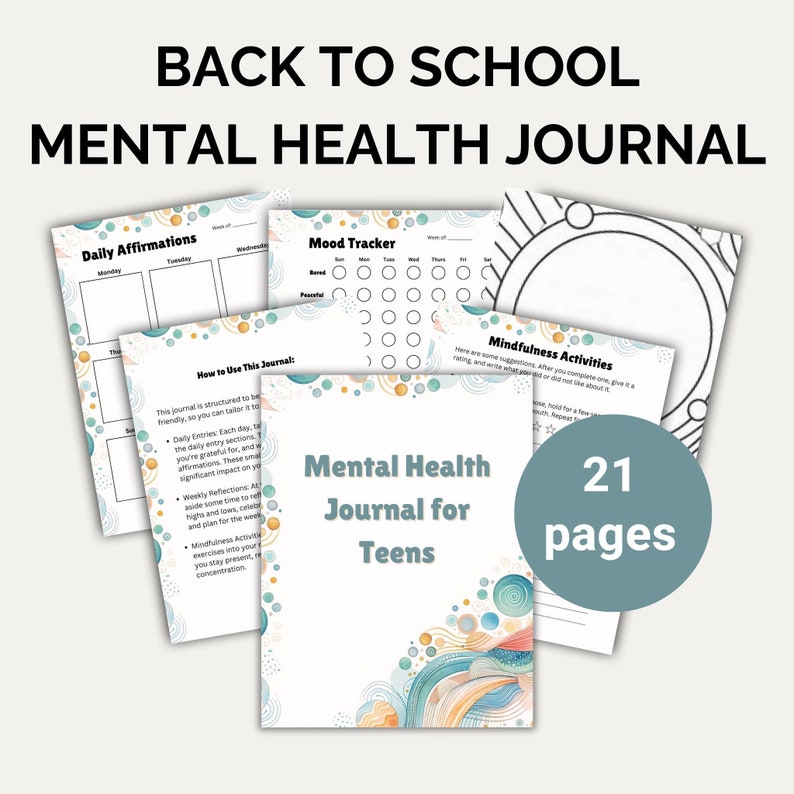 Back to School Mental Health Journal for Teens | Mood Tracker ...