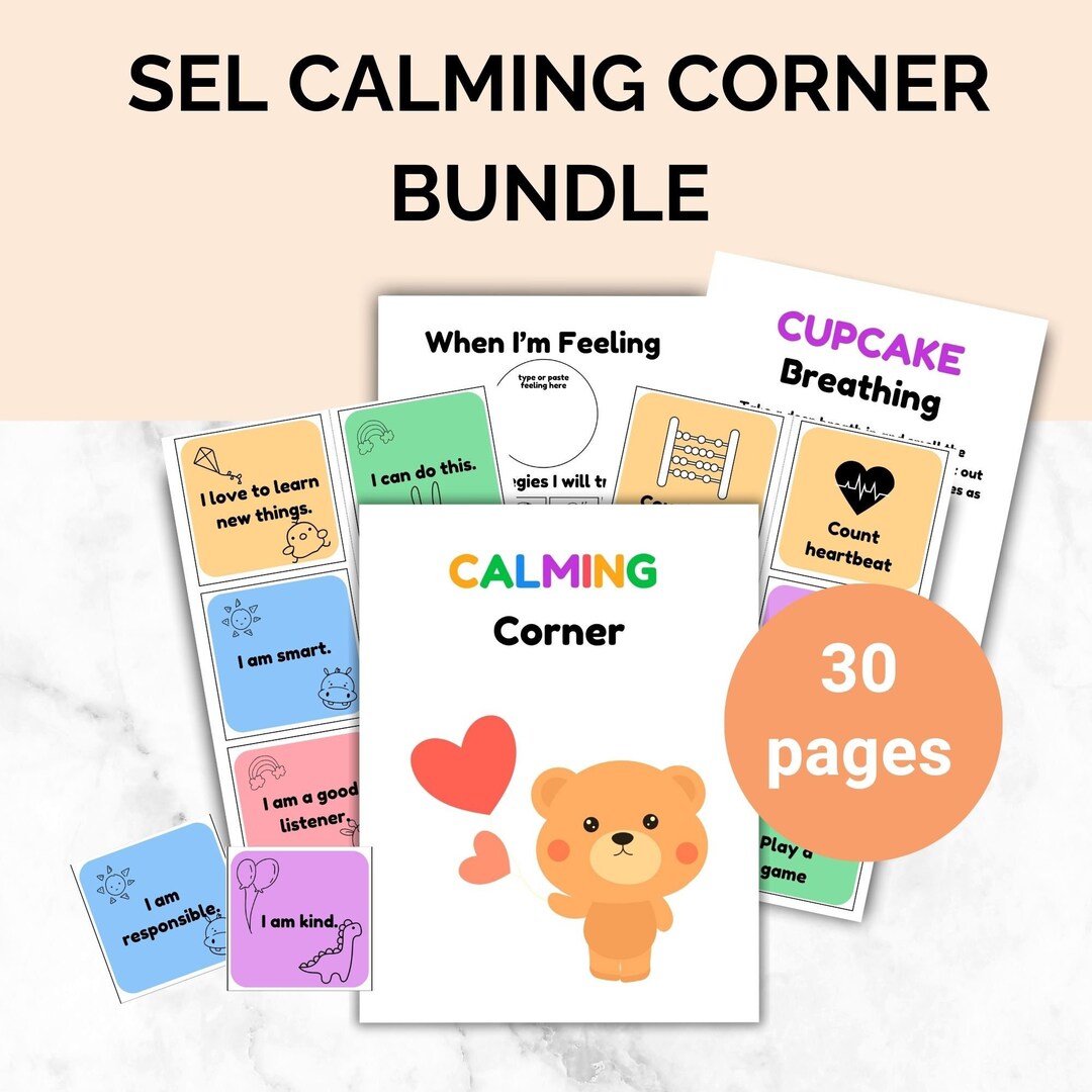 SEL Calming Corner Bundle | Printable Affirmation Cards, Calming Corner ...