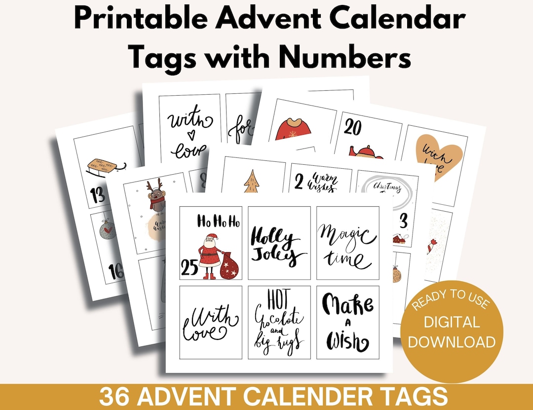 Printable Advent Calendar Numbers, Create Your Own Christmas Countdown ...