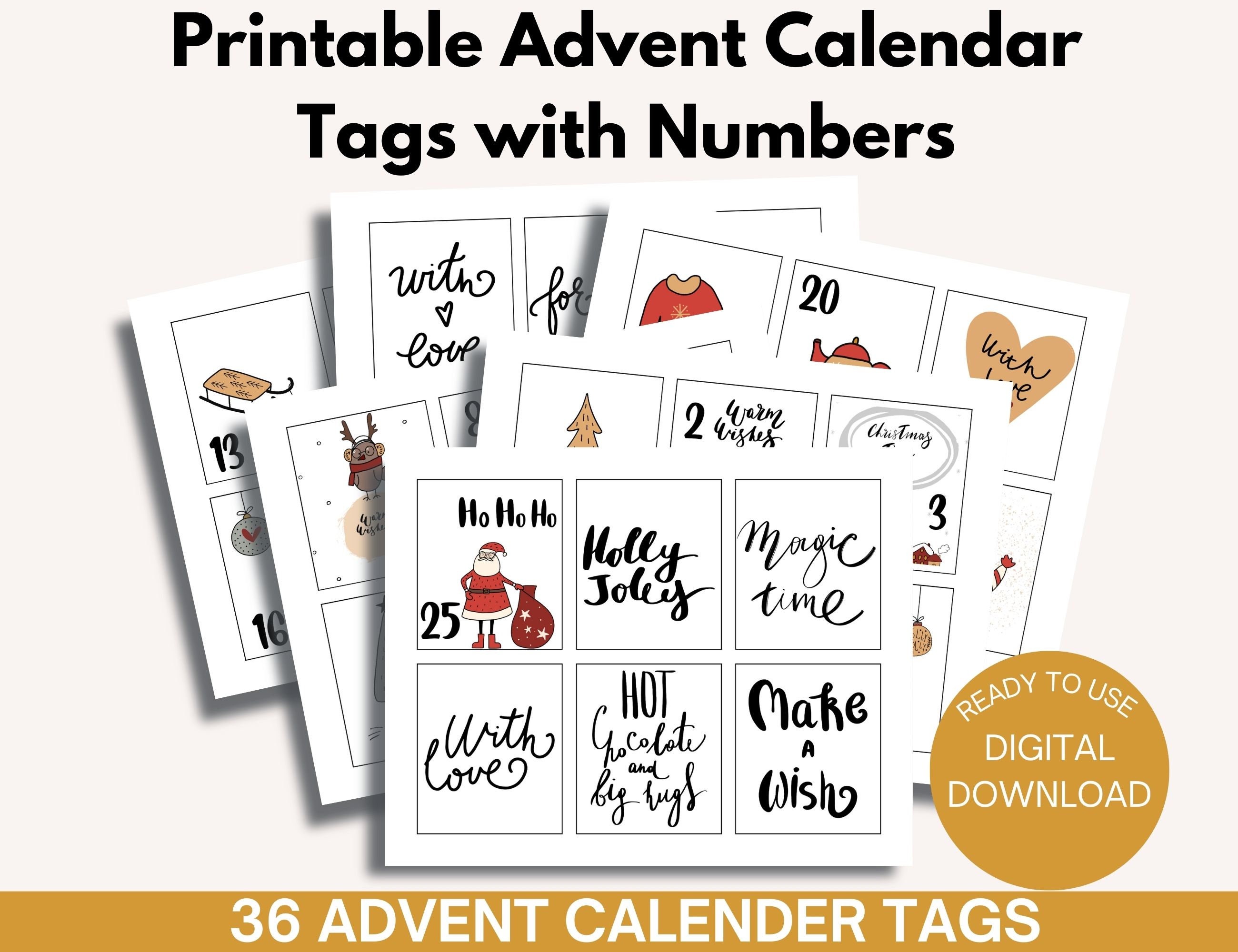 Printable Advent Calendar Numbers, Create Your Own Christmas Countdown ...
