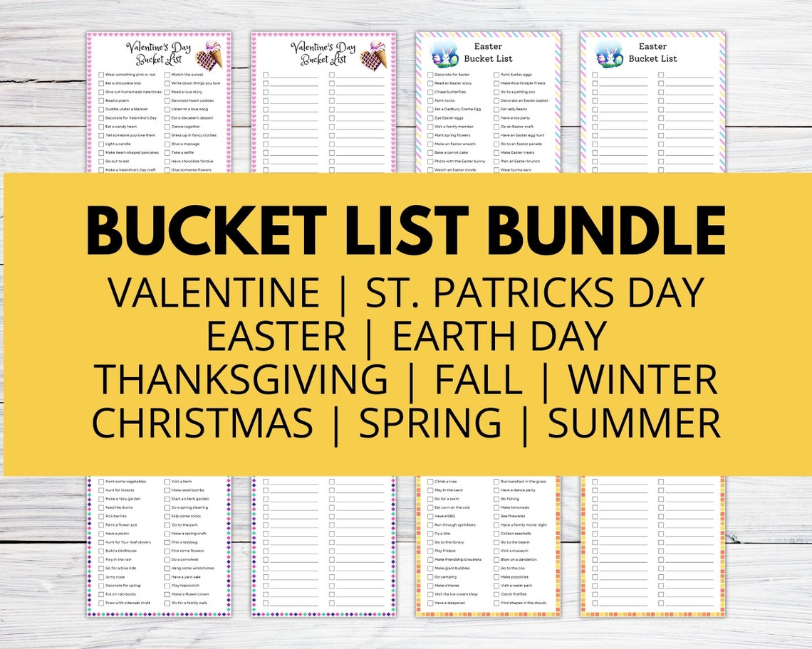 BUCKET LIST BUNDLE, Bucket List Printable, Custom Bucket List, Editable ...