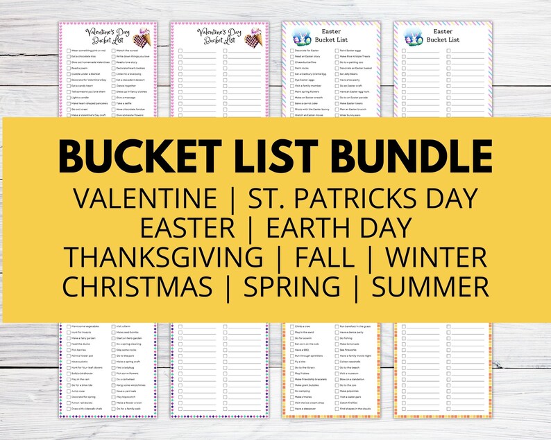 BUCKET LIST BUNDLE, Bucket List Printable, Custom Bucket List, Editable ...